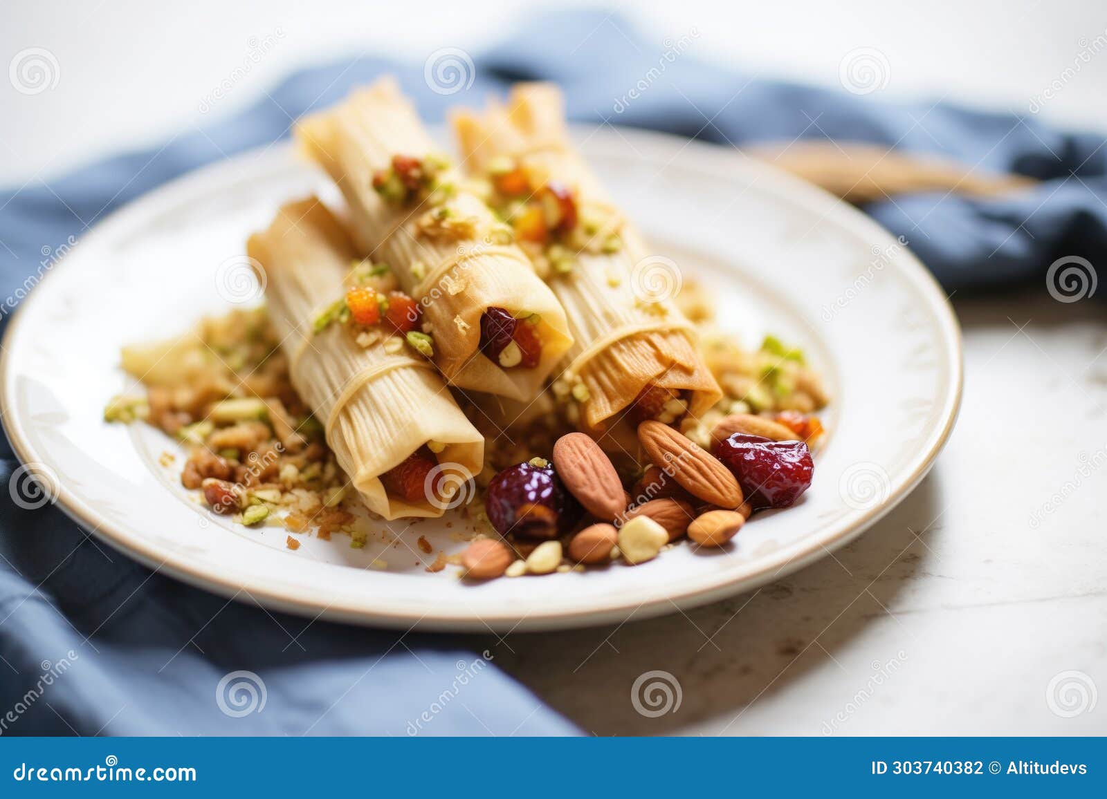 Sweet Tamales with Dried Fruit and Nuts Toppings Stock Photo - Image of ...