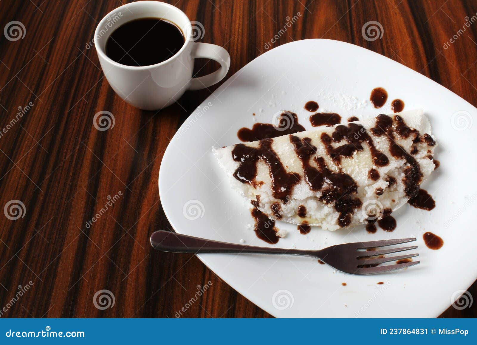 Sweet Tapioca. Coconut Tapioca with Chocolate and Coffee Cup Stock ...