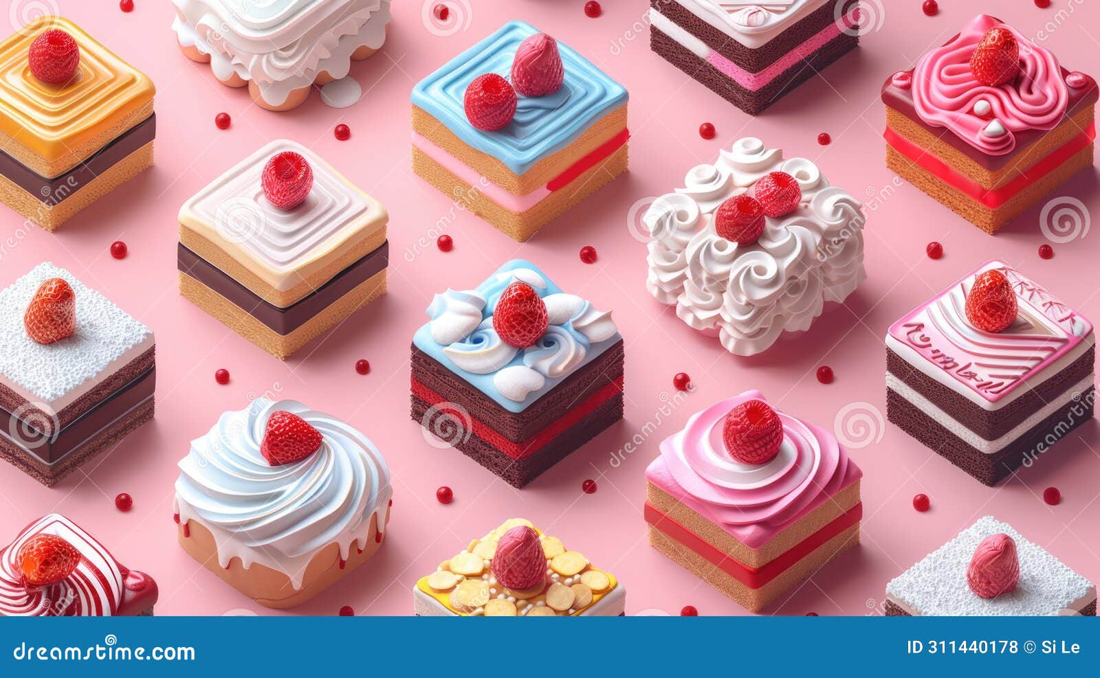 Sweet Temptations: a Pastel Cake Display with Isometric Patterns and ...