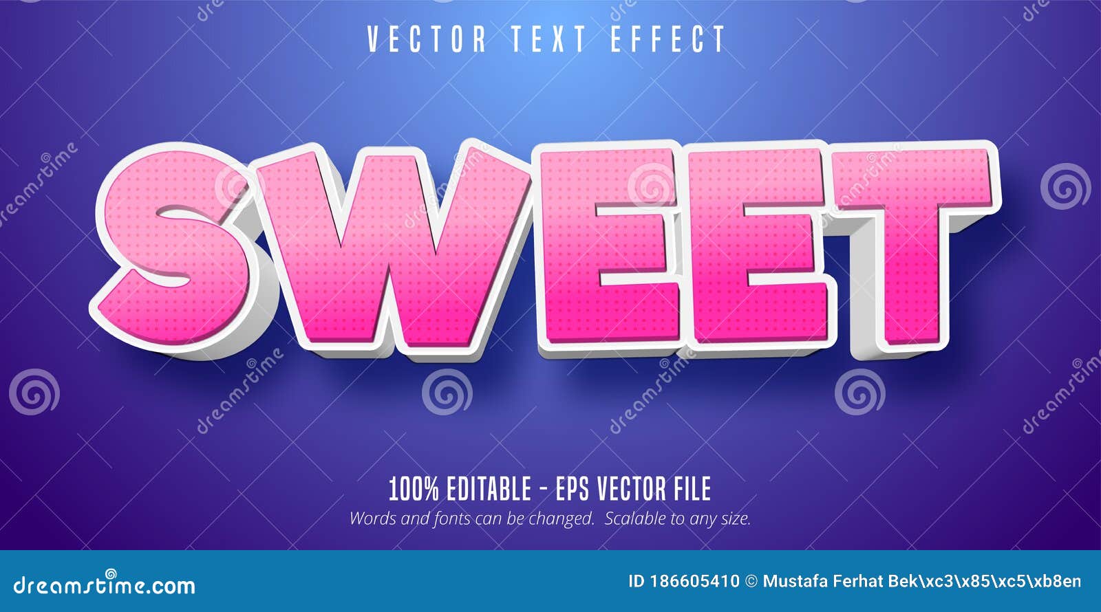 Sweet Text, Cartoon Style Editable Text Effect Stock Vector ...