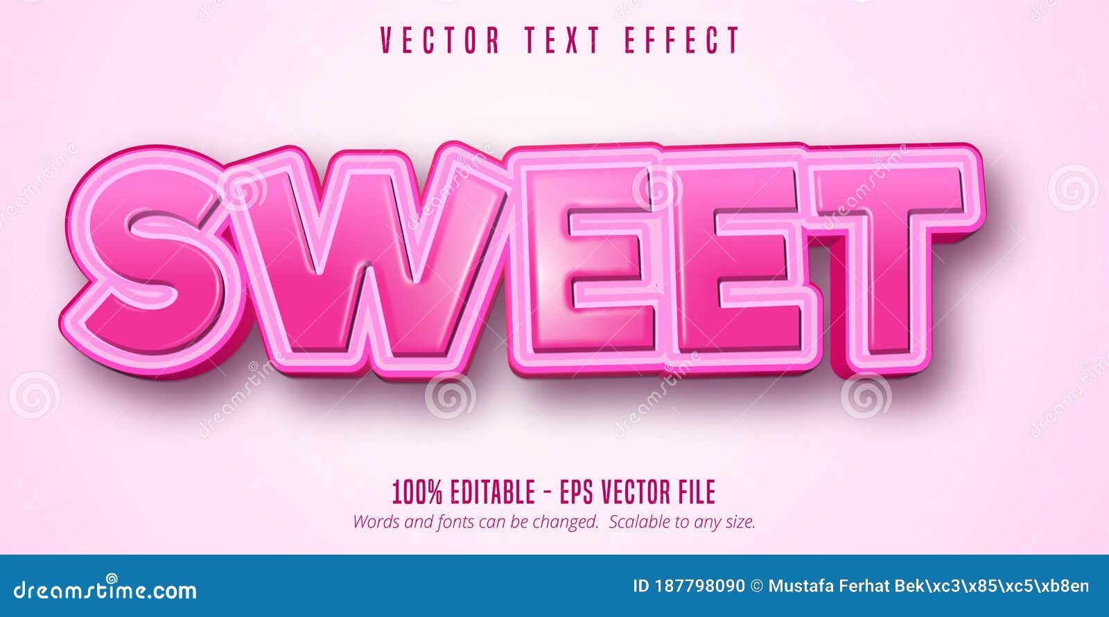 Sweet Text, Cartoon Style Editable Text Effect Stock Vector ...
