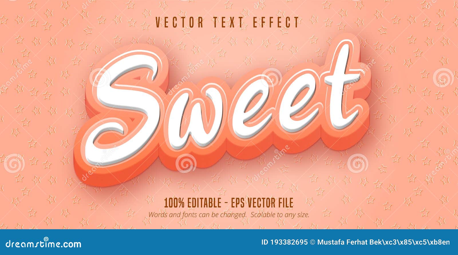 Sweet Text, Cartoon Style Editable Text Effect Stock Vector ...