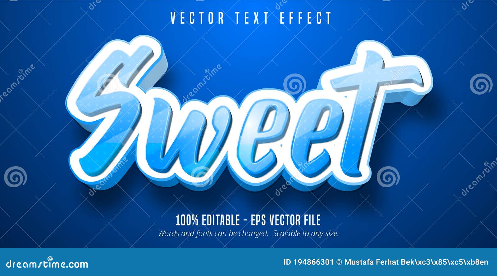 Sweet Text, Cartoon Style Editable Text Effect Stock Vector ...