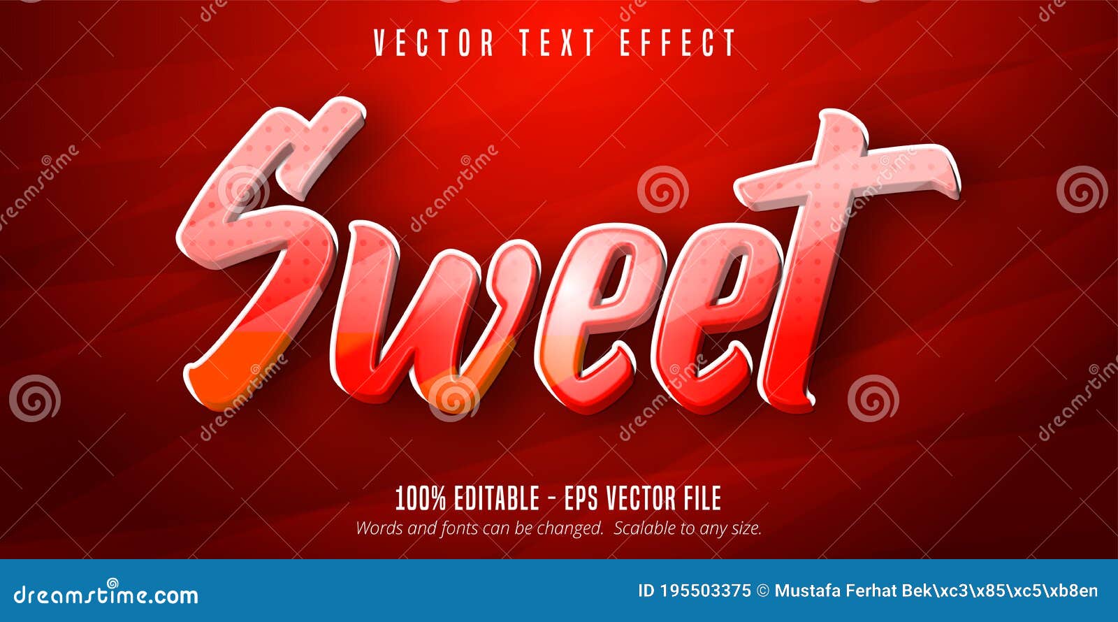 Sweet Text, Cartoon Style Editable Text Effect Stock Vector ...