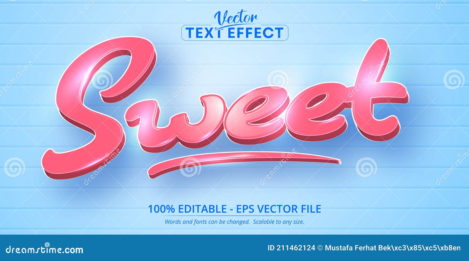Sweet Text Name 3d Text Style Effect. Illustrator Text Effect Cartoon ...