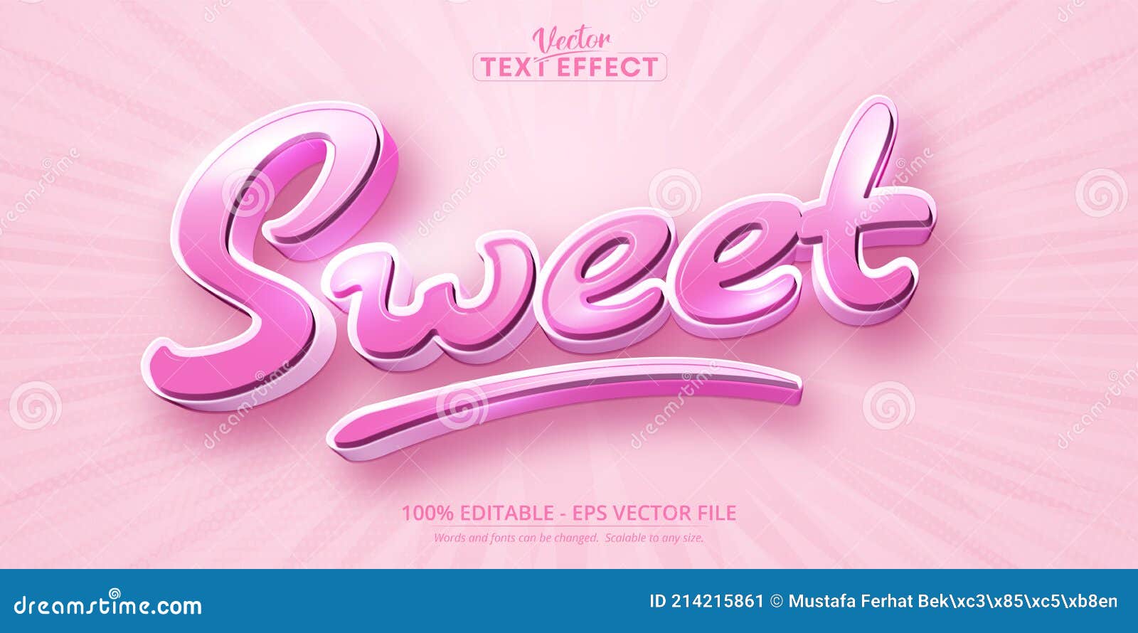Sweet Text, Cartoon Style Editable Text Effect Stock Vector ...