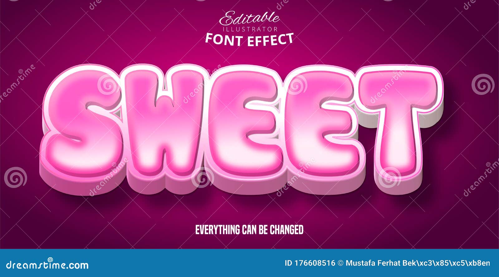 Sweet Text, 3d Editable Font Effect Stock Vector - Illustration of ...