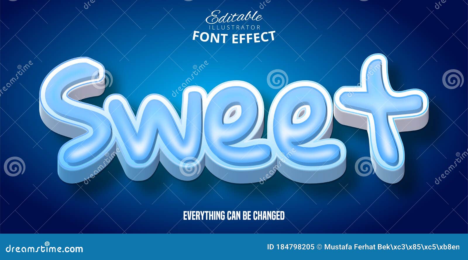 Sweet Text, 3d Editable Font Effect Stock Vector - Illustration of ...