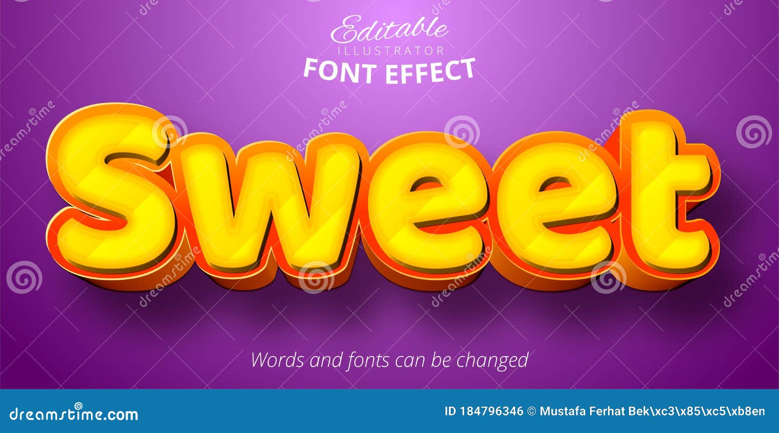 Sweet Text, 3d Editable Font Effect Stock Vector - Illustration of text ...