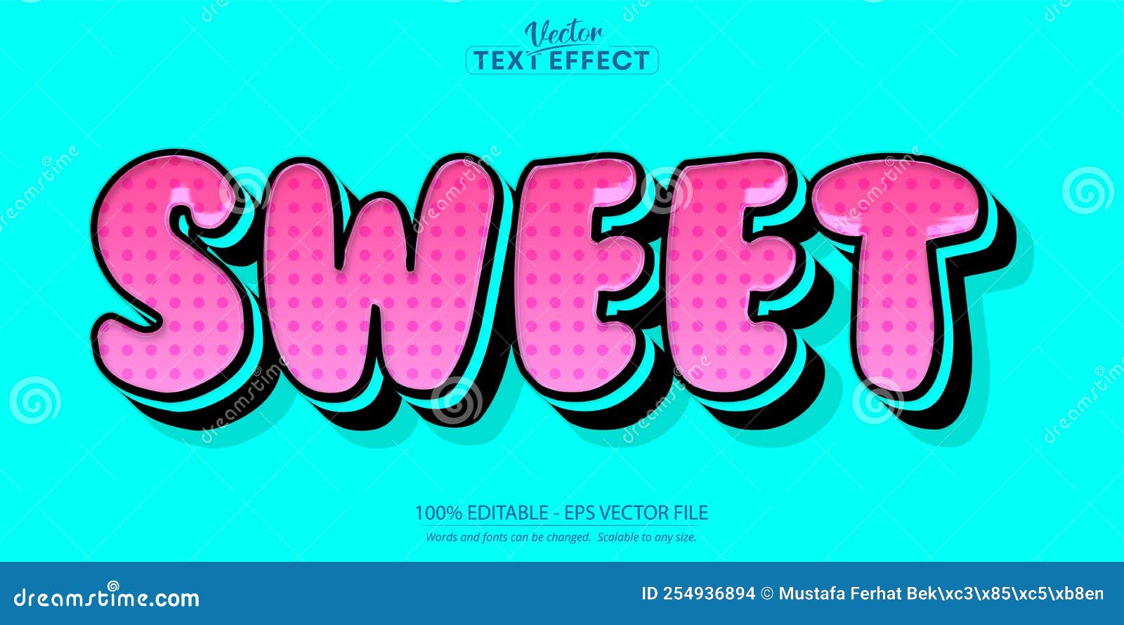 Sweet Text Effect, Editable Comic and Cartoon Text Style Stock Vector ...