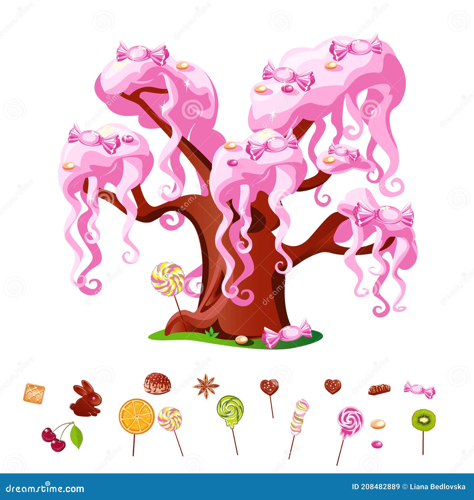Fairy Tale Candy Tree with Pink Lollipops and Candy Set for Decoration ...