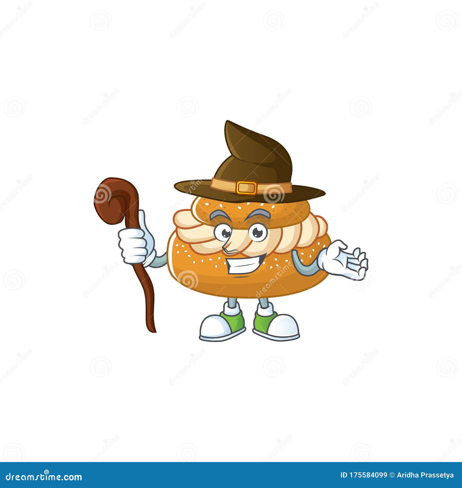 Sweet and Tricky Witch Semla Cartoon Character Stock Vector ...