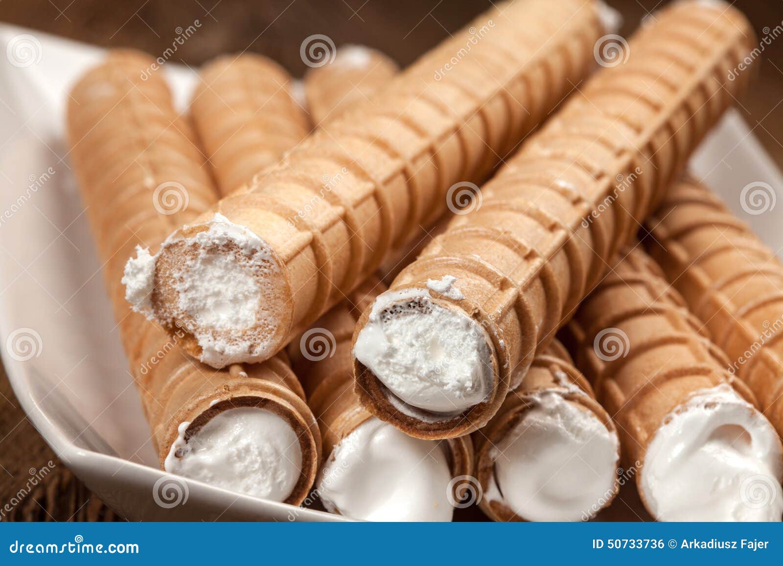 Sweet Tube with Whipped Cream. Stock Photo - Image of pastry, tube ...
