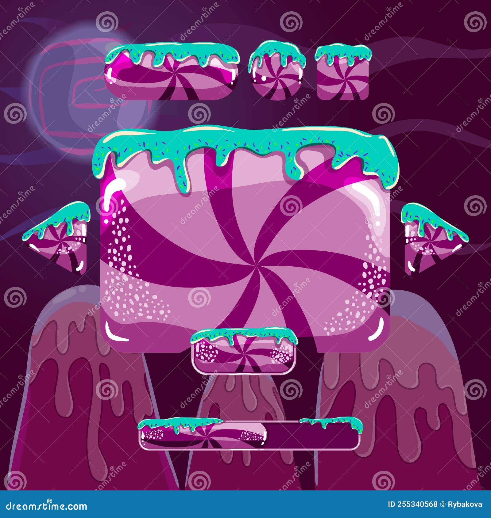 Sweet Vector Cartoon User Interface Games with Buttons Stock Vector ...