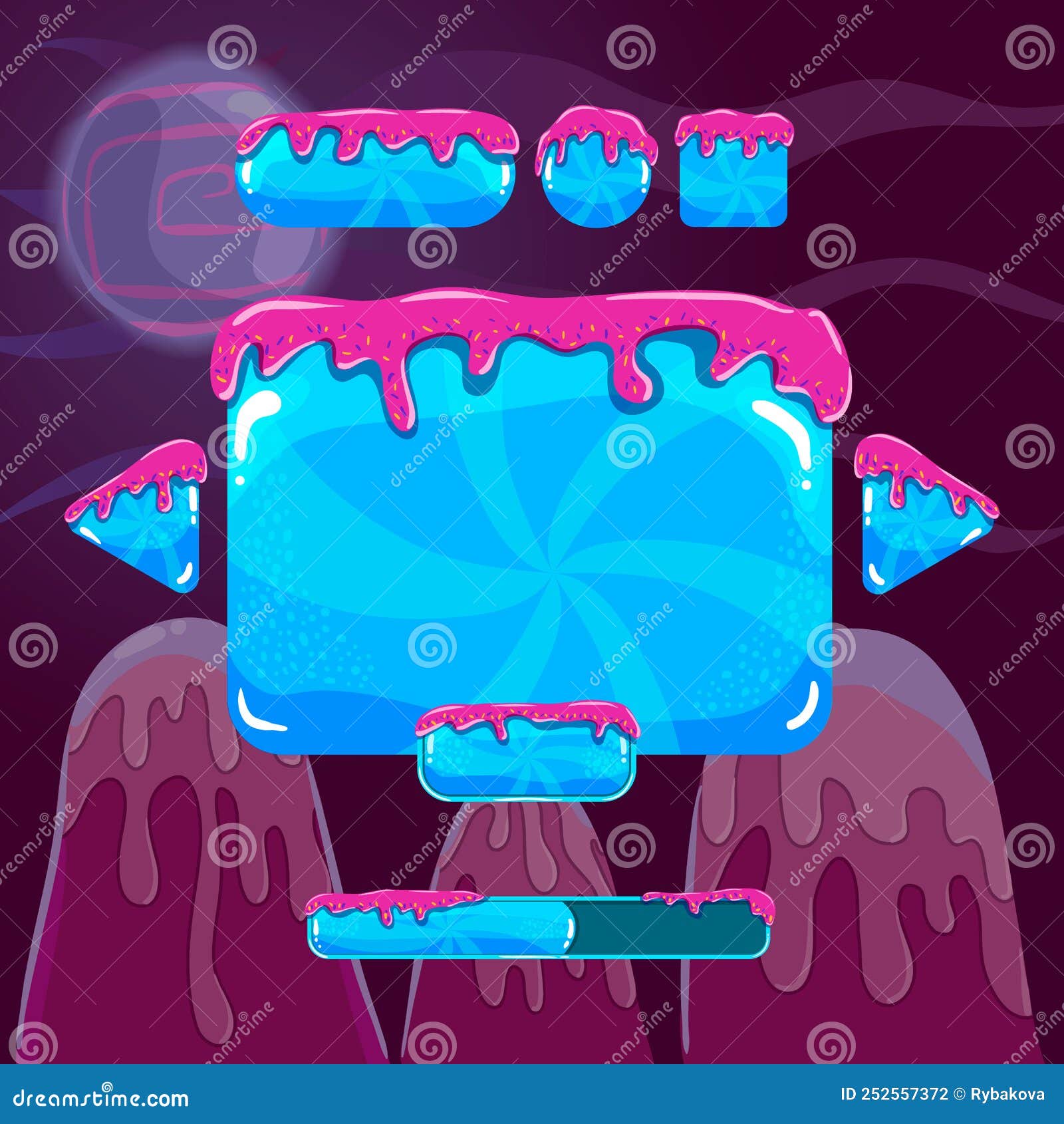 Sweet Vector Cartoon User Interface Games with Buttons Stock Vector ...