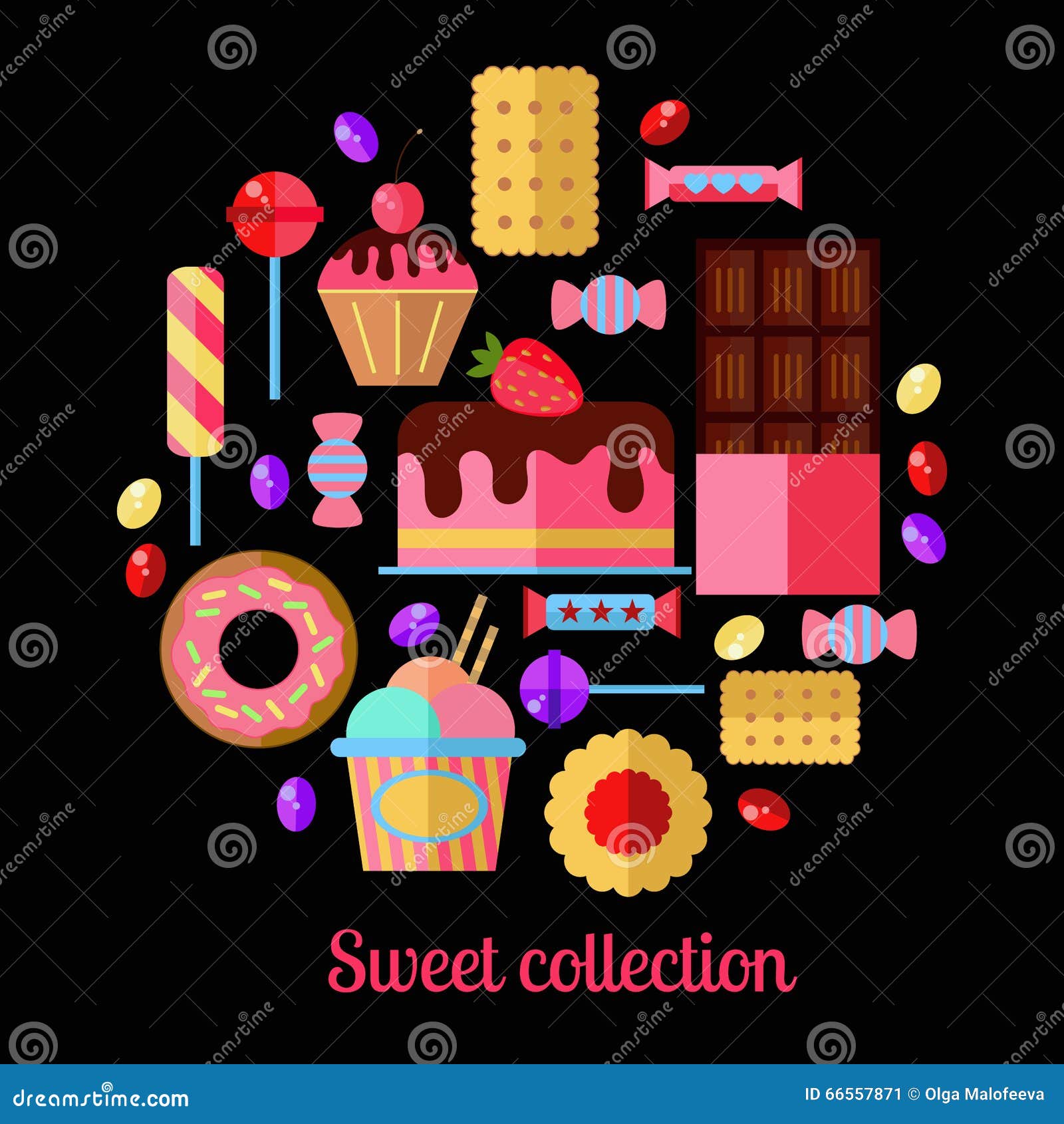 Sweet vector collection. stock vector. Illustration of food - 66557871