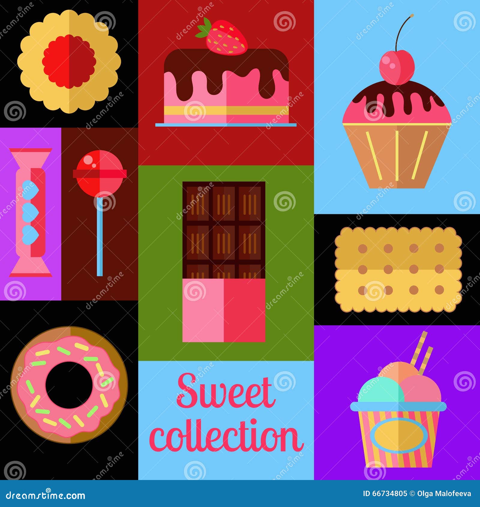 Sweet vector collection. stock vector. Illustration of biscuit - 66734805
