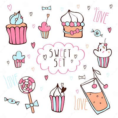 Sweet vector set. stock vector. Illustration of card - 36384515