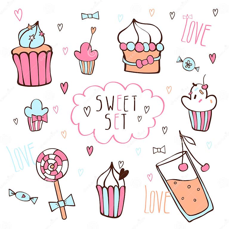Sweet vector set. stock vector. Illustration of card - 36384515