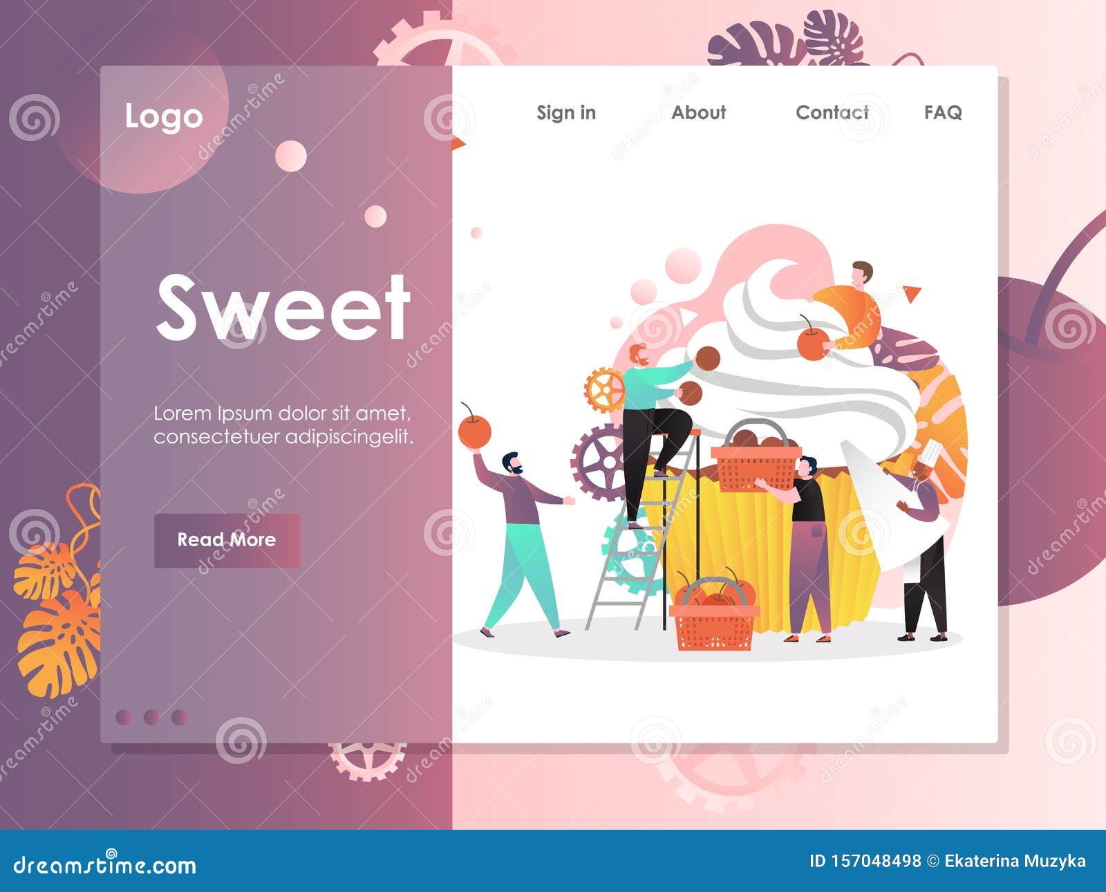 Sweet Vector Website Landing Page Design Template Stock Vector ...