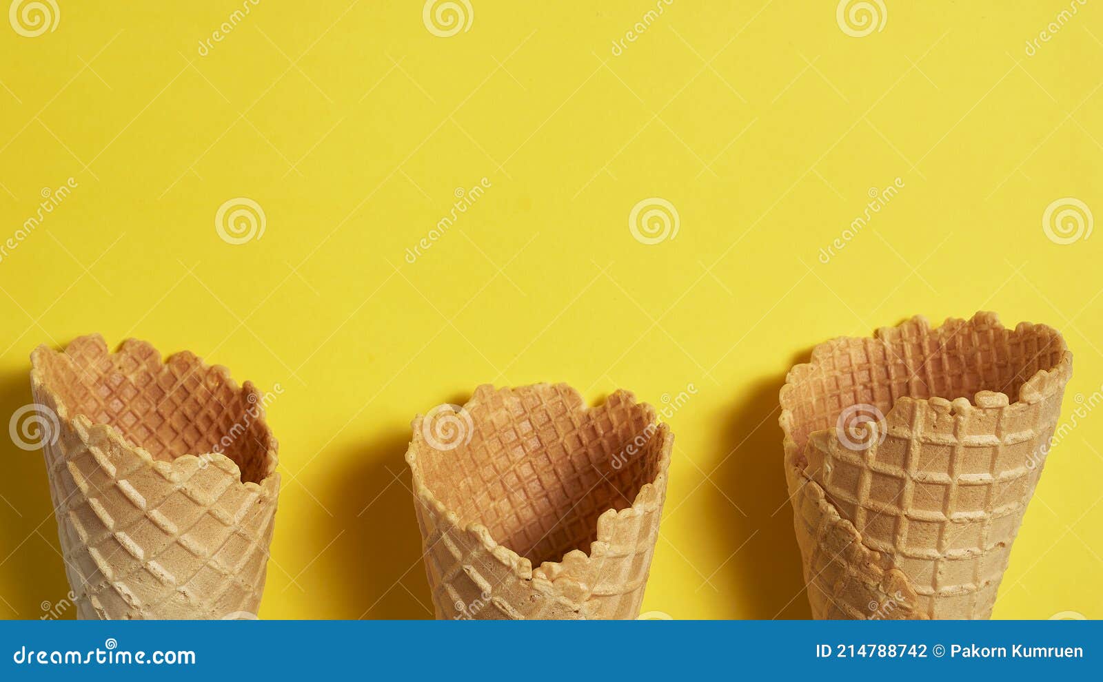 Sweet Wafer Cone Isolated On White Background Blank Waffle Ice Cream