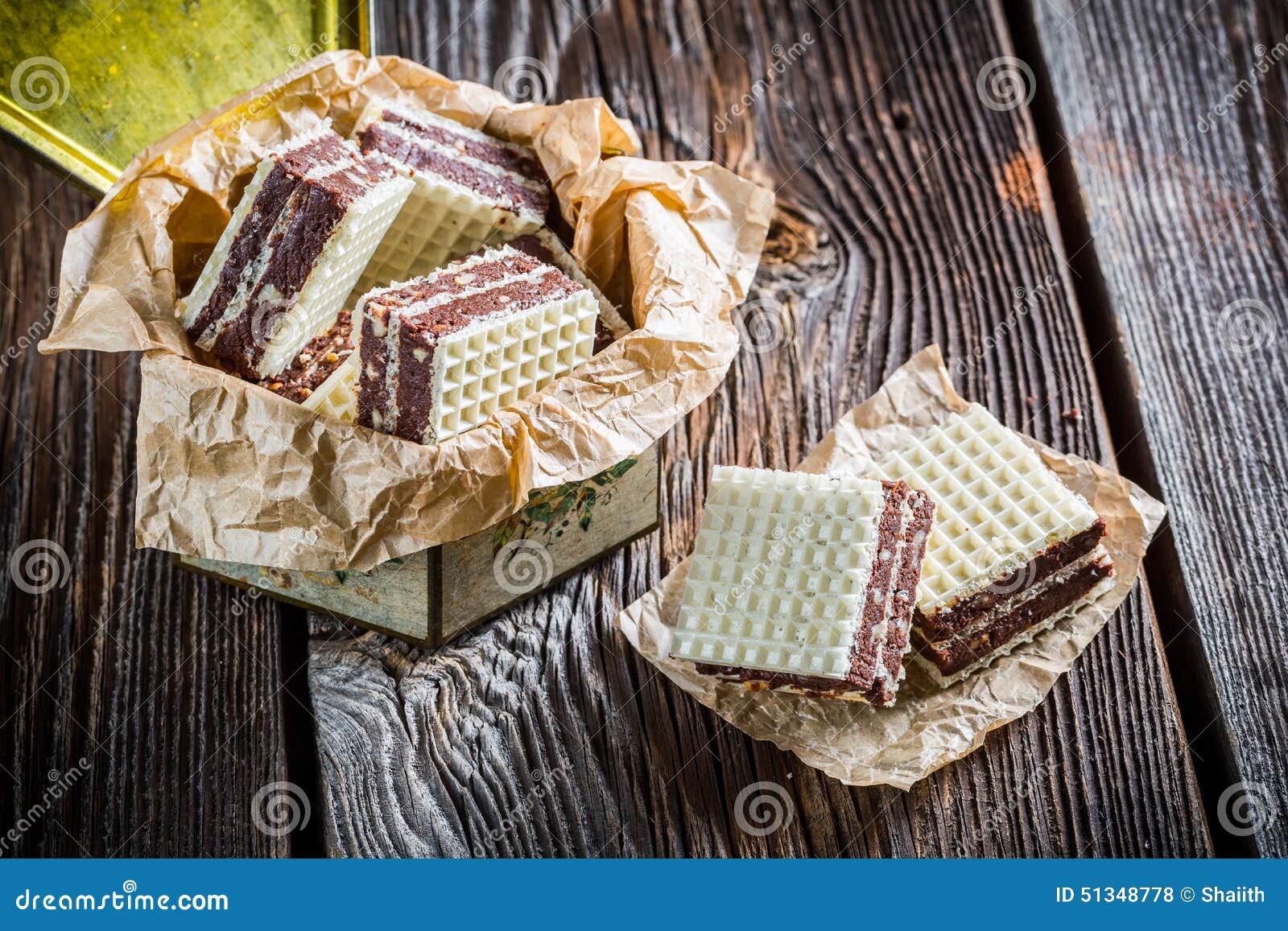 Sweet Wafers with Nuts and Chocolate Stock Photo - Image of cream ...