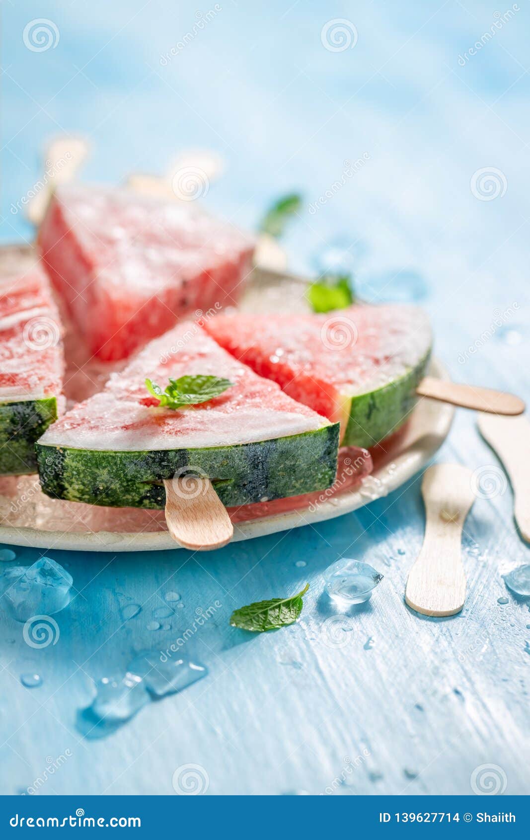 Sweet Watermelon Ice Cream on a Stick Stock Photo - Image of food ...