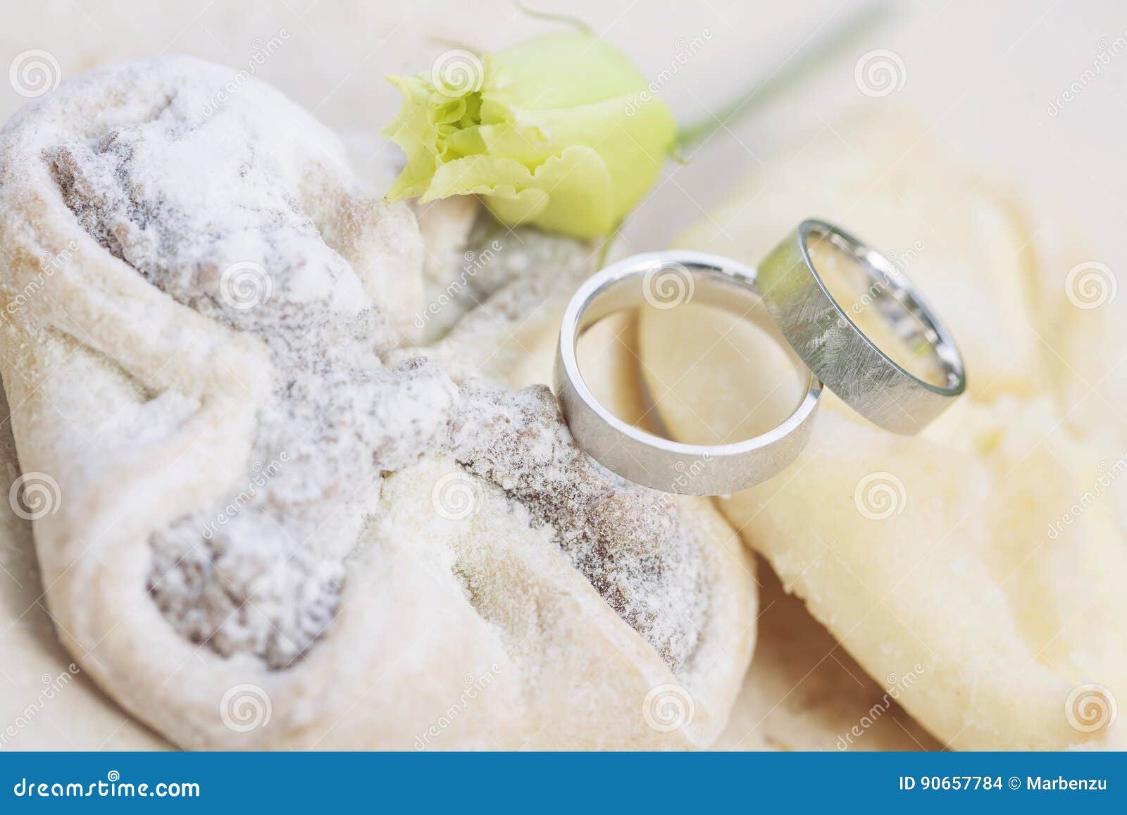 Sweet Wedding rings stock photo. Image of flower, accessories - 90657784