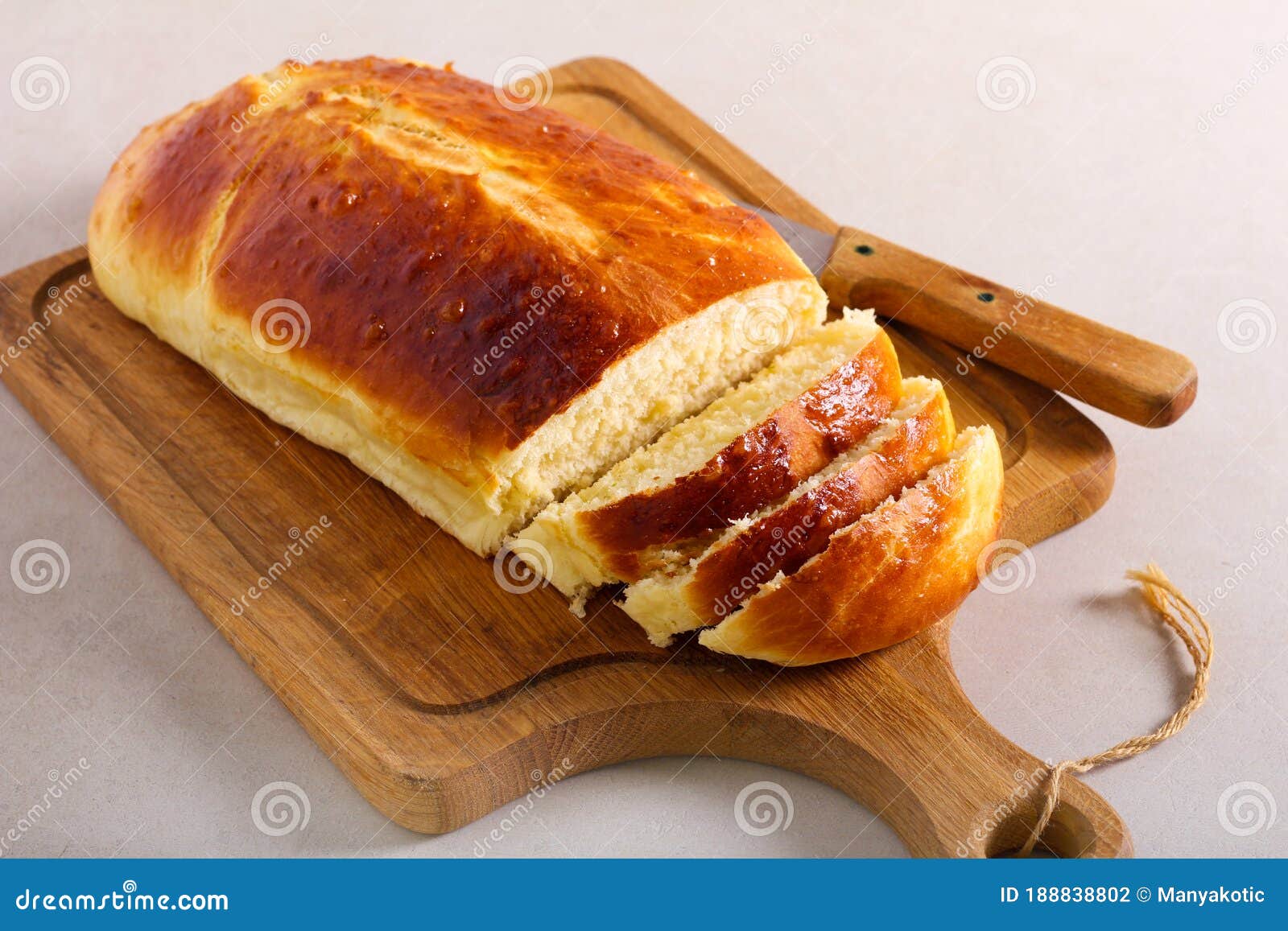 Sweet white bread, sliced stock photo. Image of breakfast - 188838802
