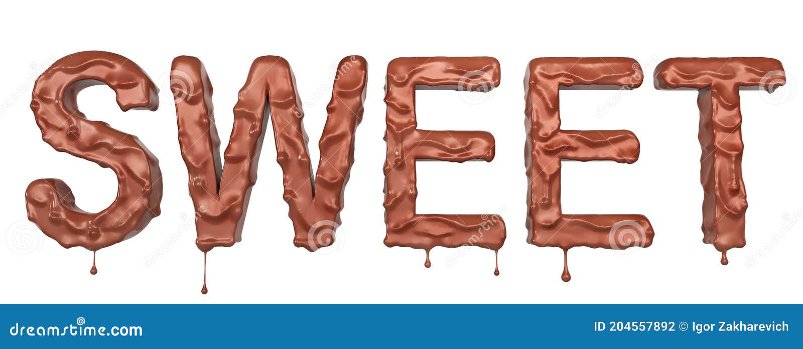 Sweet Word from Chocolate on a White Background. Stock Illustration ...