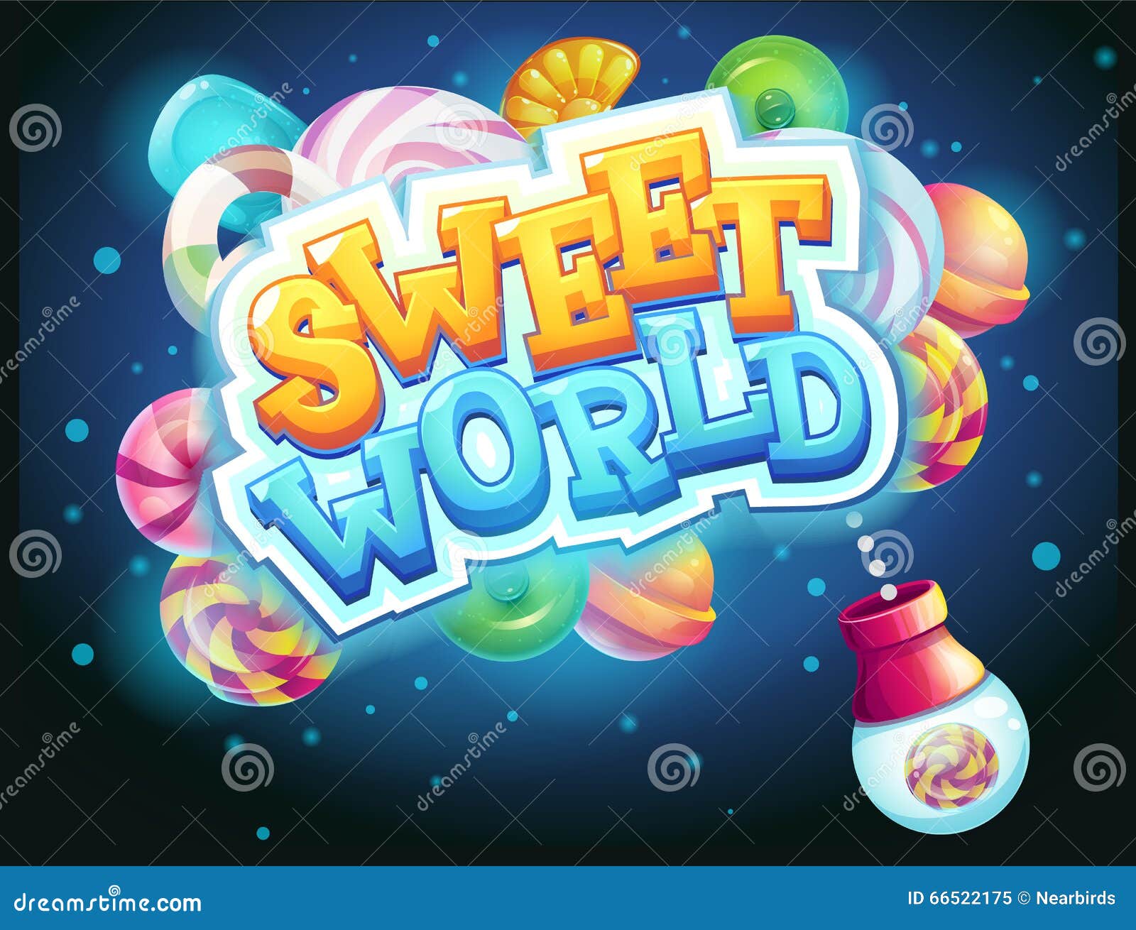 Sweet World GUI Game Window Candy Shooter Vector Illustration ...
