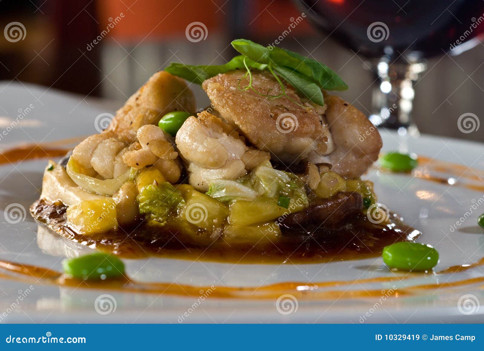 Sweetbreads Over Seasonal Vegetables Stock Image - Image of green, lima ...