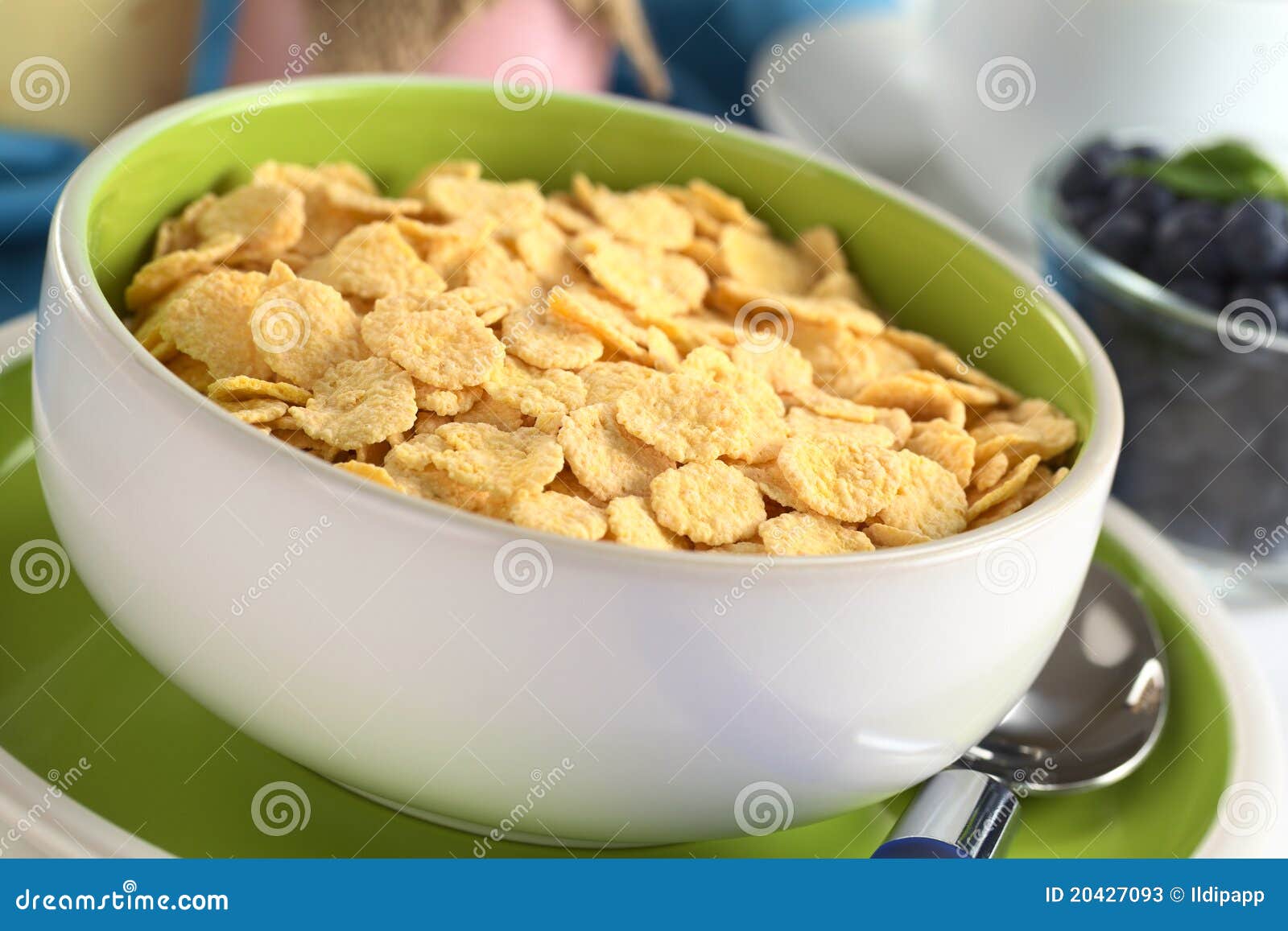 Sweetened Corn Flakes stock image. Image of meal, focus - 20427093