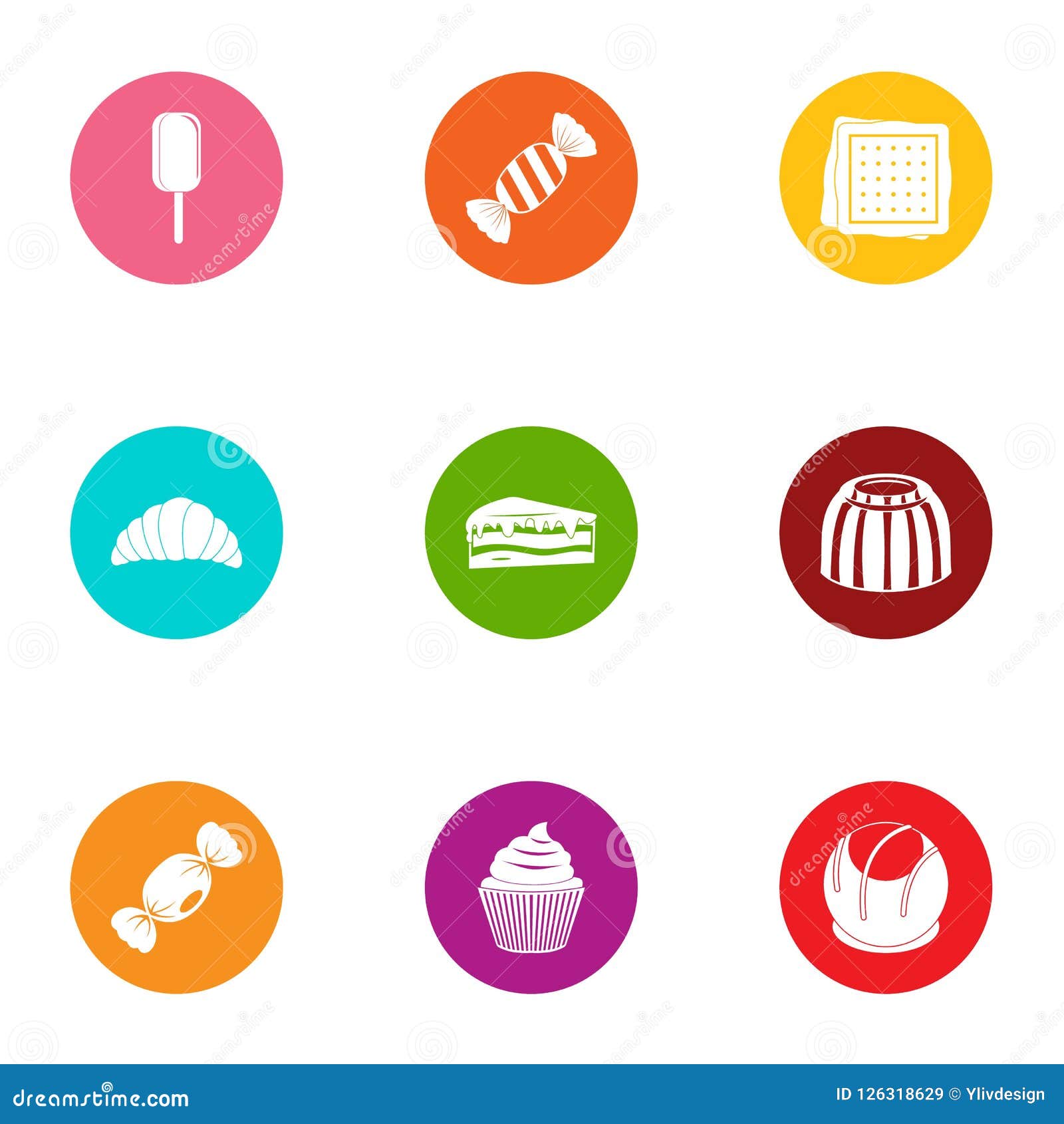 Sweetener Icons Set, Flat Style Stock Vector - Illustration of pastry ...