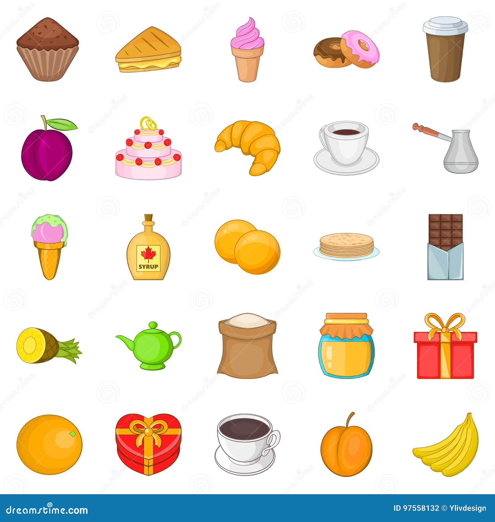 Sweetness Icons Set, Cartoon Style Stock Vector - Illustration of ...