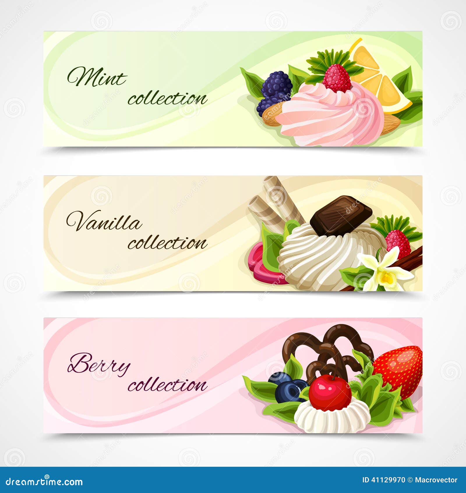 Sweets banners horizontal stock vector. Illustration of chocolate ...