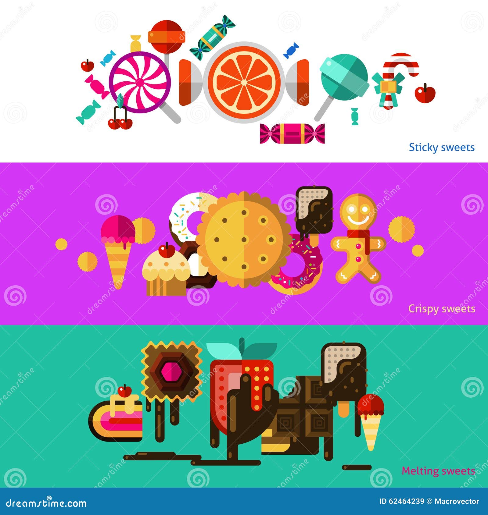 Sweets Banners Set stock vector. Illustration of isolated - 62464239