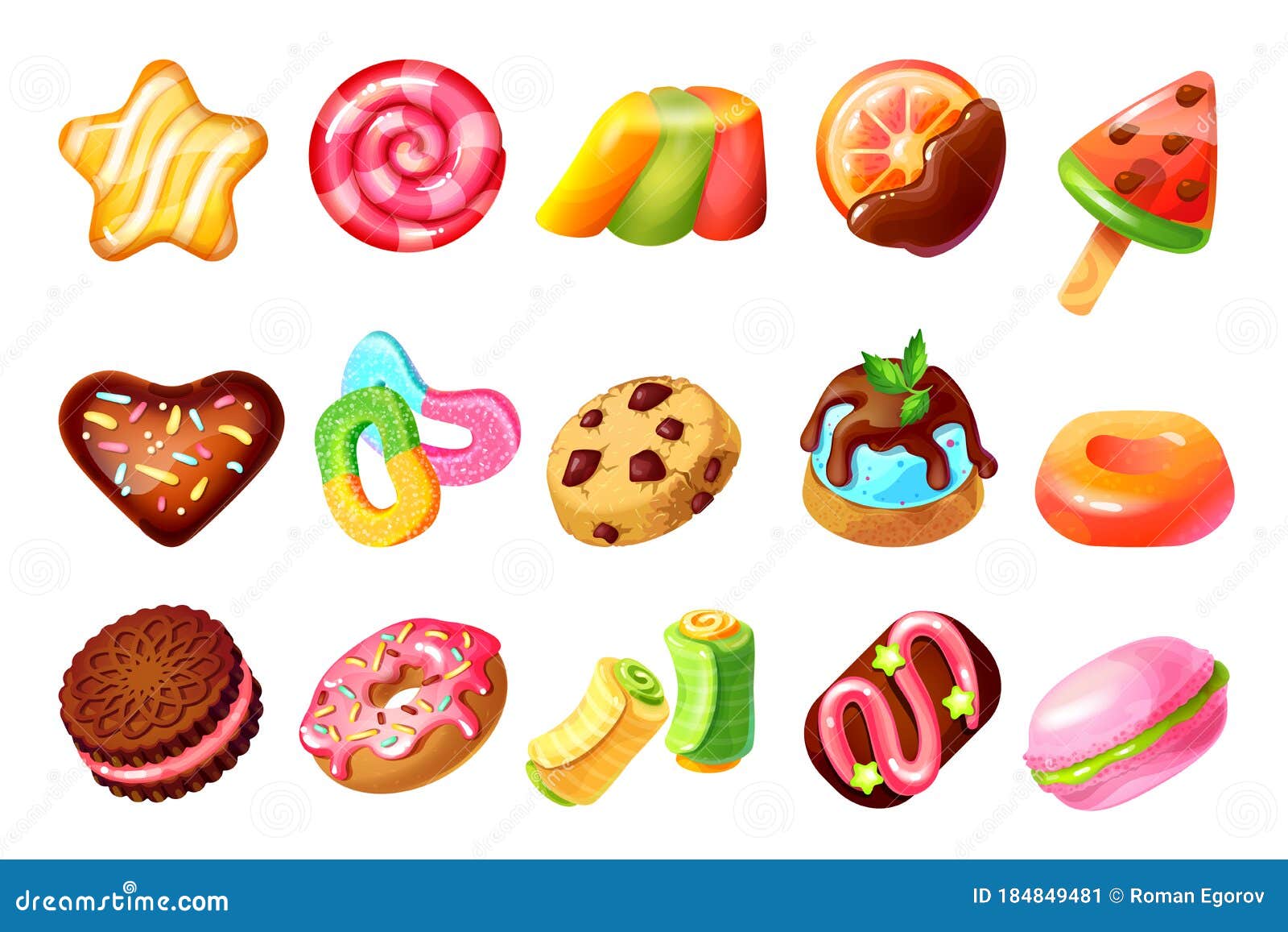 Sweets and Candies. Cartoon Colorful Caramel Lollipops and Balls ... Sweets and Candies. Cartoon Colorful Caramel Lollipops and Balls ...