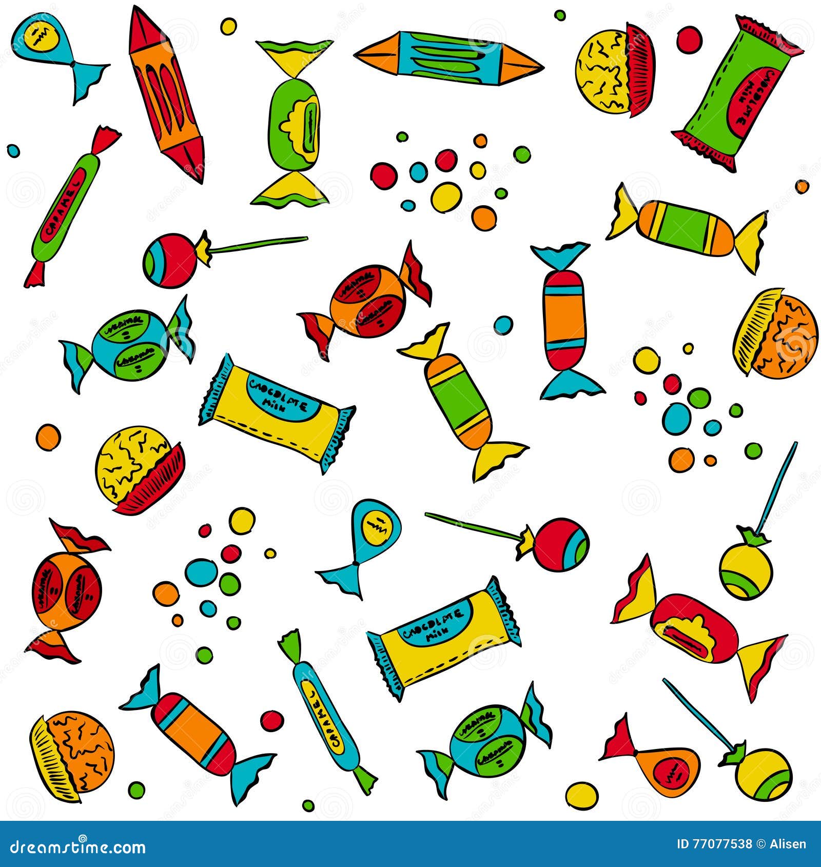Sweets and Candies - Cartoon Vector Pattern Stock Vector - Illustration ...