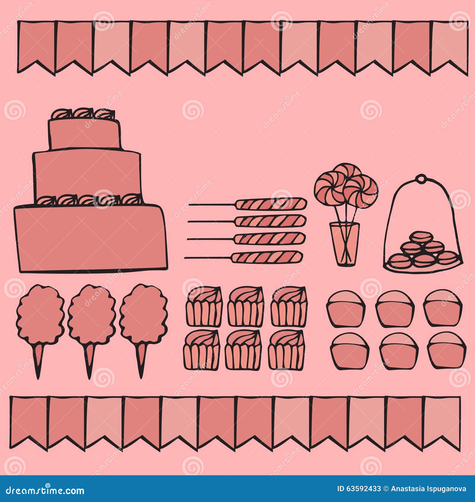 Sweets and Candies Party Ideas Stock Illustration - Illustration of ...