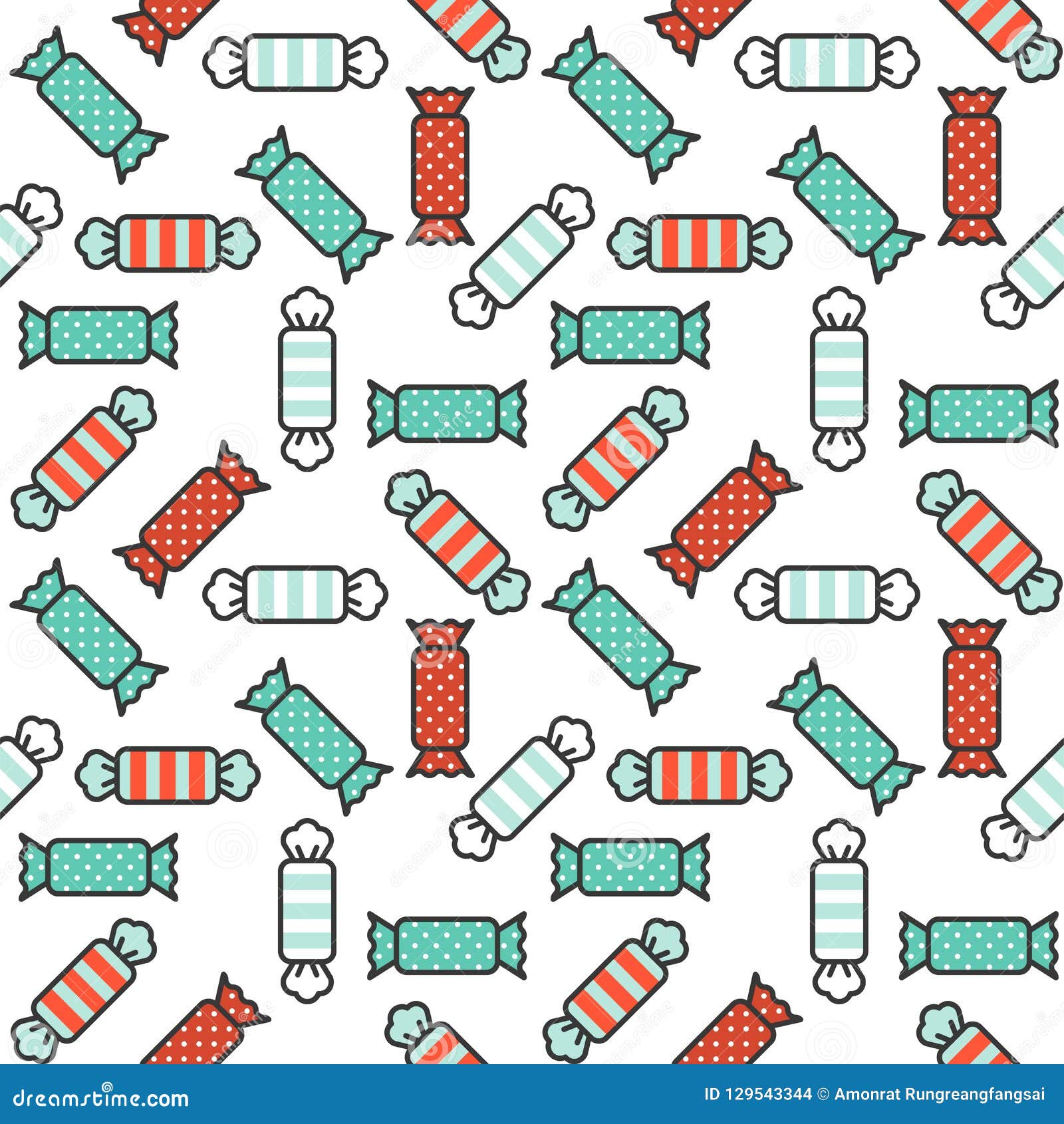 Sweets Candy Filled Outline Seamless Pattern Suitable for Wrapping ...
