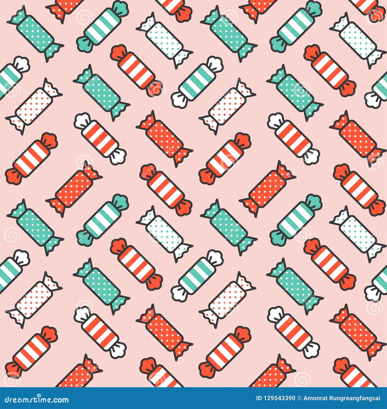 Sweets Candy Filled Outline Seamless Pattern Suitable for Wrapping ...
