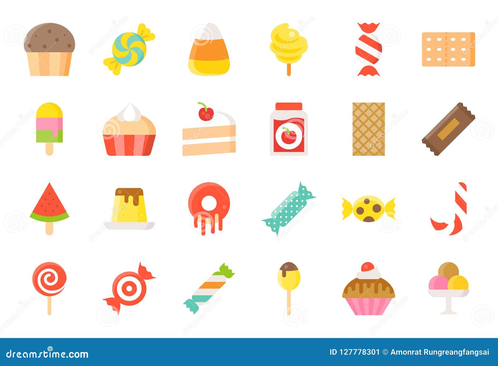 Sweets and Candy Icon Set 2/2 Flat Style Stock Vector - Illustration of ...
