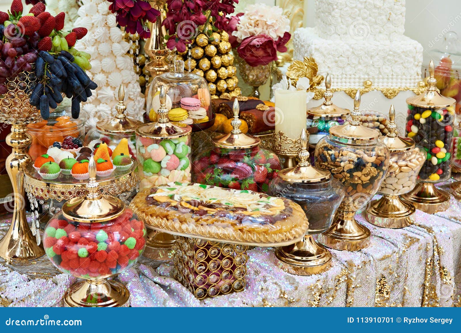 Sweets, Candy, and Nuts on Table Confectionery Stock Image - Image of ...