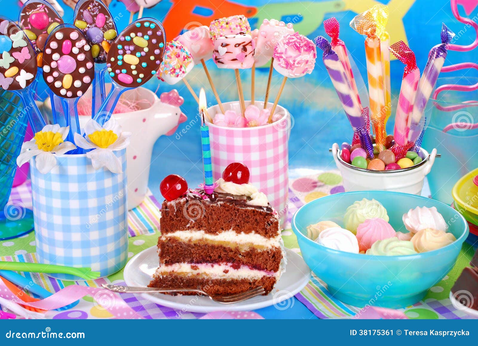 Sweets for Children Birthday Party Stock Image - Image of candle ...