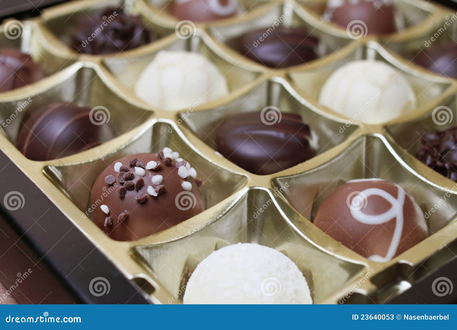 Sweets in a chocolate box stock image. Image of calories - 23640053