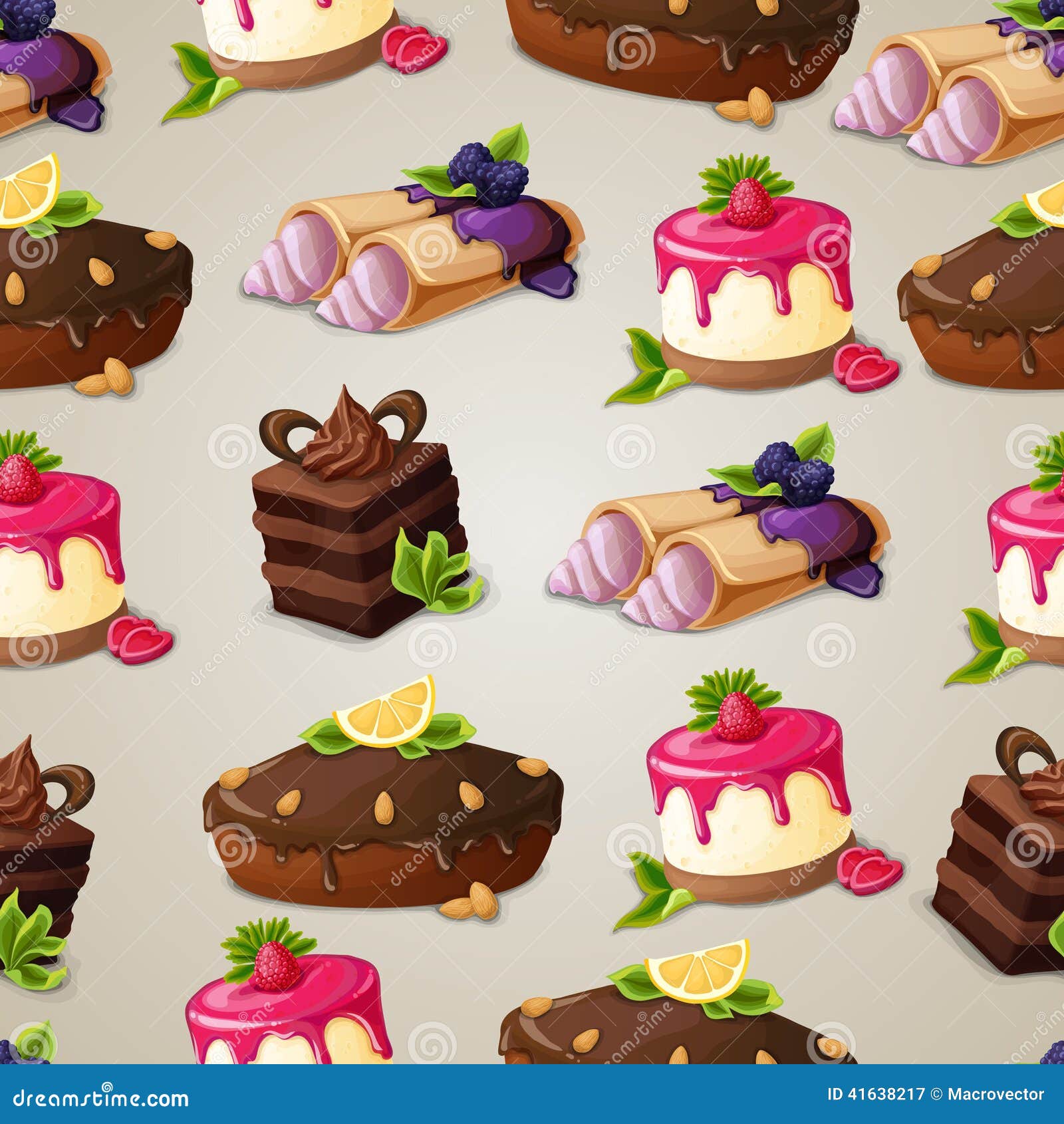 Dessert Seamless Pattern. Sweet Background In Hand Drawn Style ...