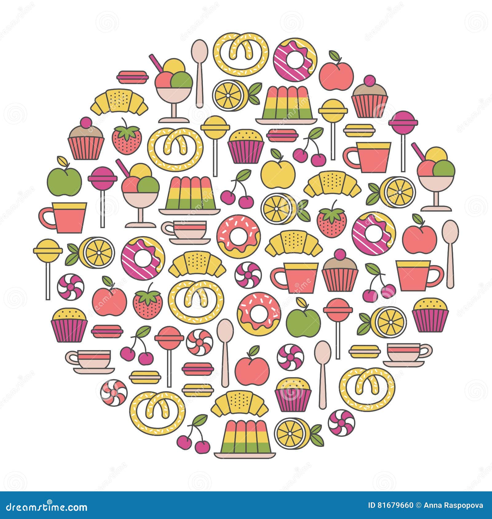 Sweets and Desserts Design Element Stock Vector - Illustration of bake ...