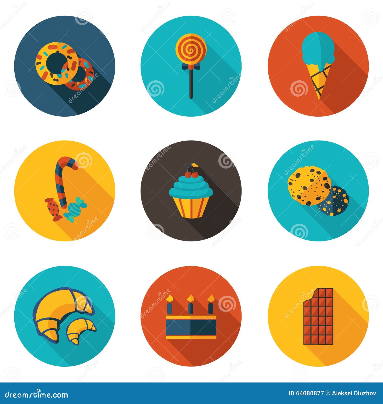 Sweets flat icons stock illustration. Illustration of graphic - 64080877