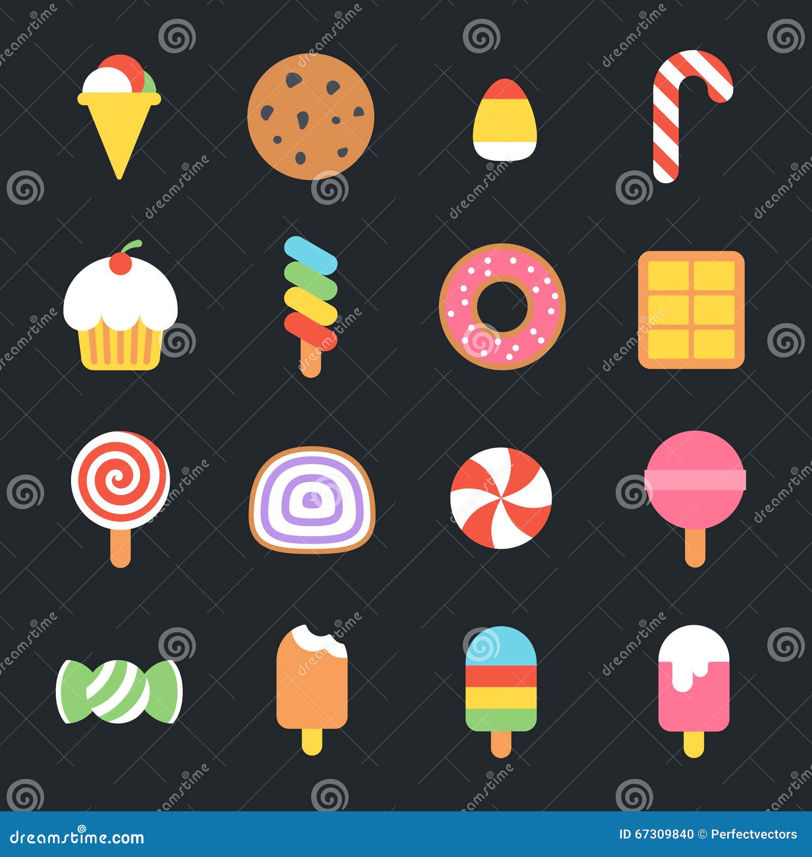 Sweets Flat Multicolored Circle Frame. Moinimalistic Design (part One ...